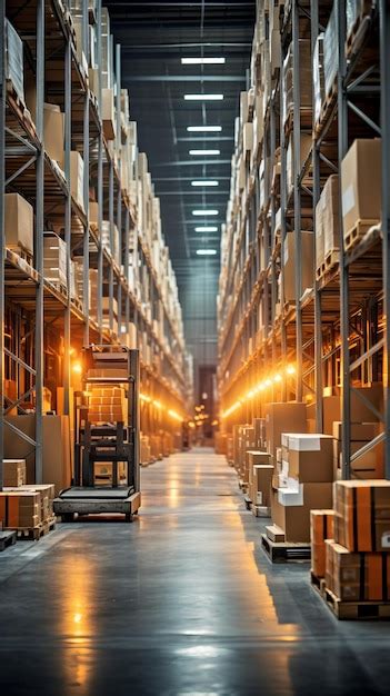 Premium Photo A Perspective View Of The Interior Of A Warehouse With