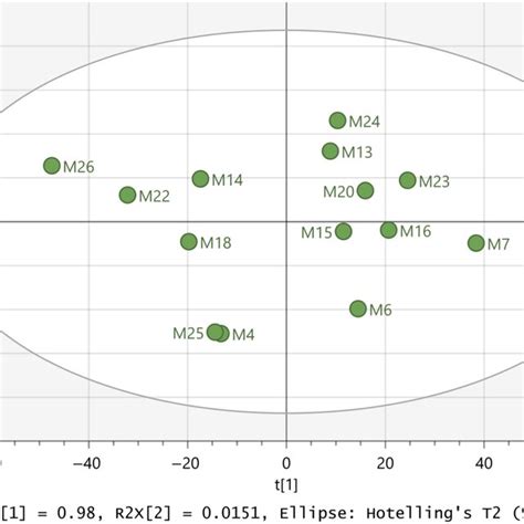 Score Scatter Plot T2t1 From Pca Modeling Of The Training Set