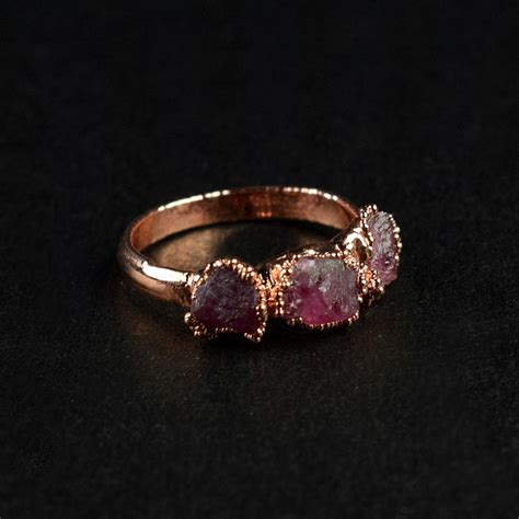 Raw Ruby Ring Red Ruby Ring Electroformed Copper Ring Etsy