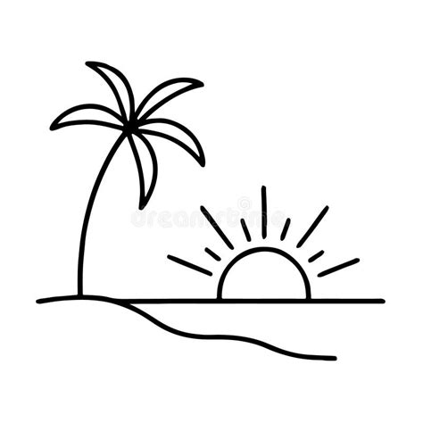Outline Palm Tree Sand Beach Stock Illustrations 2 928 Outline Palm