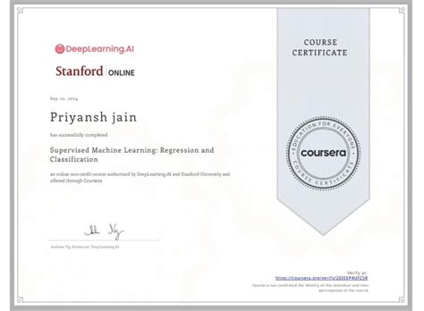 Machinelearning Ai Deeplearning Datascience Andrewng Coursera