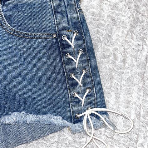 Lace Up Daisy Dukes 🛻 Nonstretch Denim Shortie Depop
