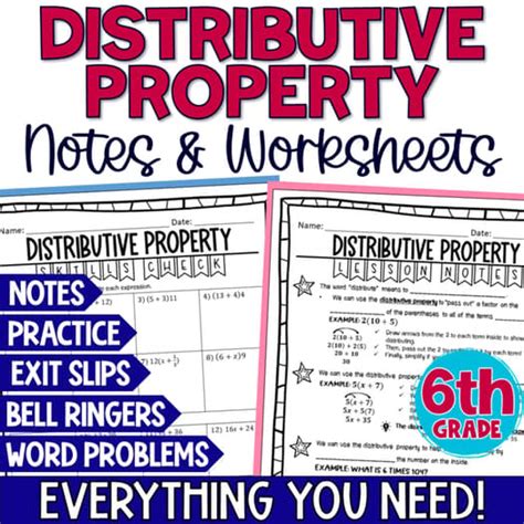 Distributive Property Guided Lesson Notes Skills Practice And Word Problems