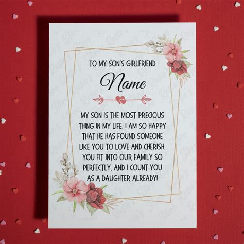 T For Sons Girlfriend Birthday Greeting Card Sons Girlfriend
