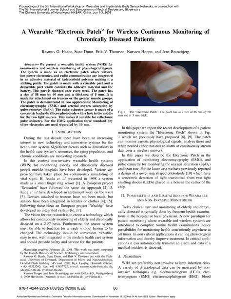 Pdf A Wearable “electronic Patch” For Wireless Continuous Monitoring Of Chronically Diseased