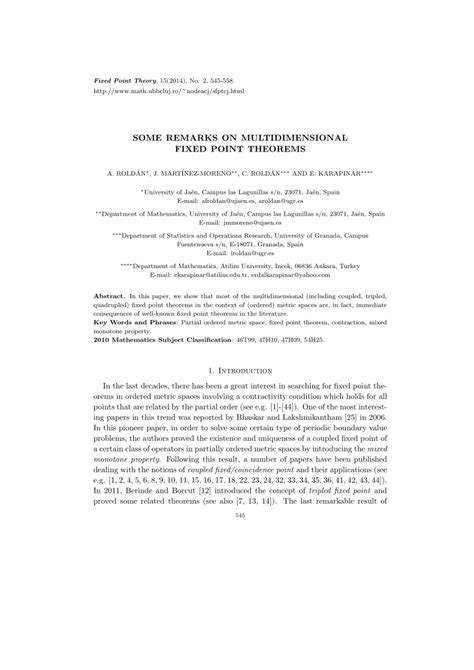 Pdf Some Remarks On Multidimensional Fixed Point Theorems