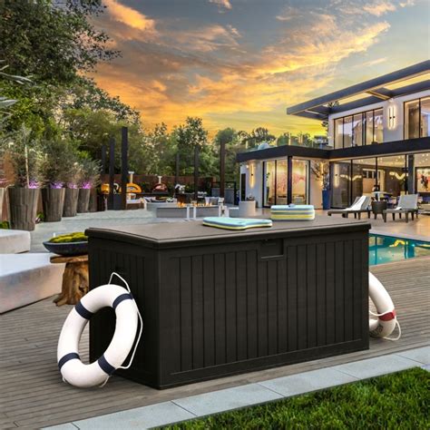 Yita 230 Gallons Water Resistant Deck Box With Flexible Divider Foter