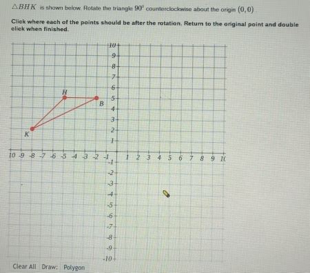Solved BHK Is Shown Below Rotate The Triangle Counterclockwise About The Origin Clic
