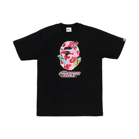 베이프 X 파워퍼프걸 에이프 헤드 티셔츠 블랙 Bape Kream