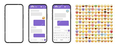 Premium Vector Smartphone Messaging App User Interface Design With Emoji Sms Text Frame Chat
