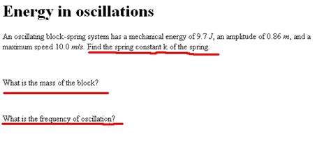 solved energy in oscillations an oscillating block spring