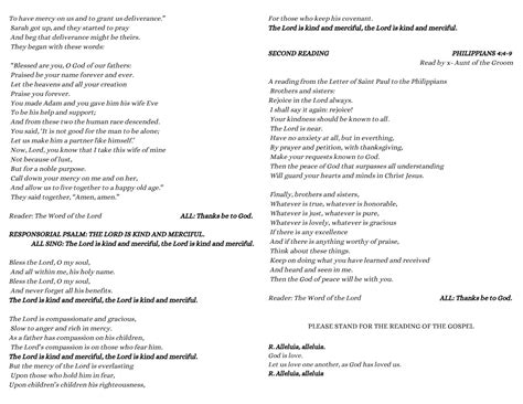 Catholic Wedding Mass Program Template Editable Order Of Service