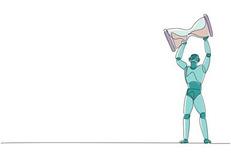 Premium Vector Single Continuous Line Drawing Robots Lifting Giant