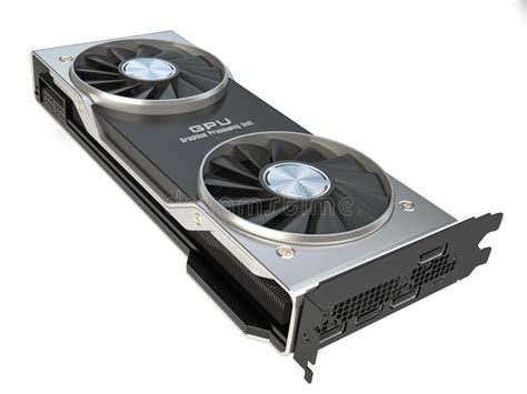 Graphics Card Modern Gaming GPU Graphics Processing Unit Isolated On White Stock Illustration