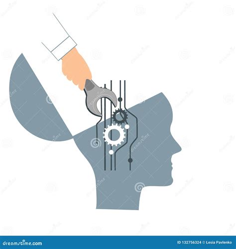 Nlp Or Neuro Linguistic Programming Concept Open Human Head And A Hand With A Wrench