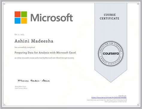 Dataanalysis Microsoftexcel Coursera Continuouslearning… Ashini Madeesha