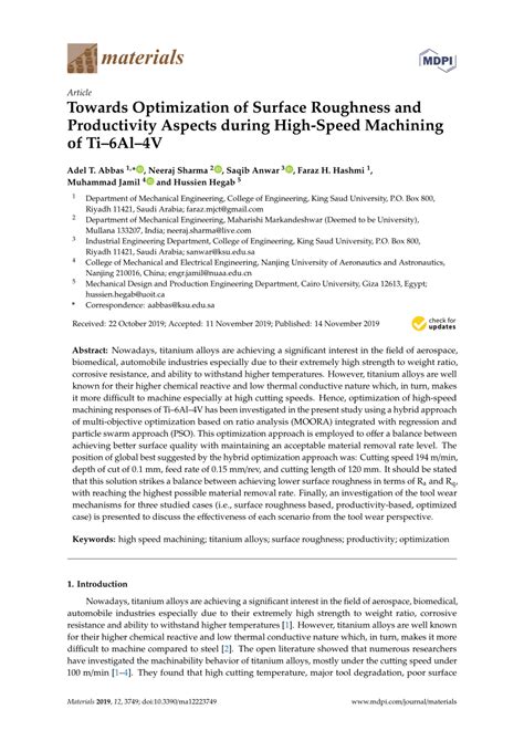 pdf towards optimization of surface roughness and productivity