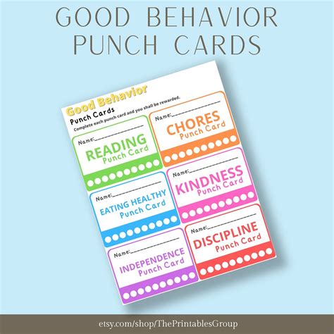 Good Behavior Punch Card Printable Printable Behavior Tracker Punch