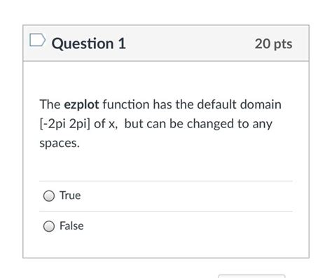 solved question 1 20 pts the ezplot function has the default