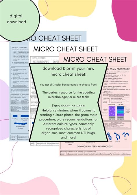 Micro Cheat Sheet Microbiologygram Stainserology Notes Mltmls