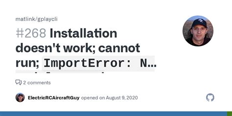installation doesn t work cannot run `importerror no module named