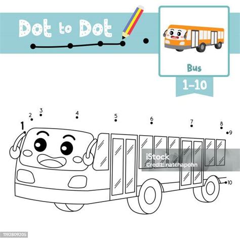 도트 교육 게임 및 색칠 공부 버스 만화 캐릭터 관점 벡터 일러스트 10에 대한 스톡 벡터 아트 및 기타 이미지 10 3