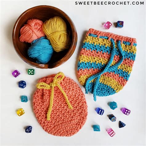 Simple Mini Crochet Drawstring Pouch Free Pattern Sweet Bee Crochet