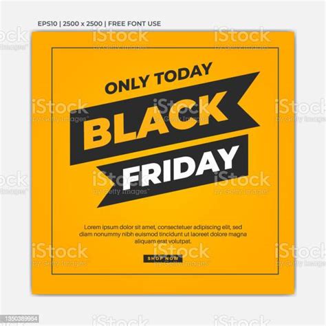노란색 그라데이션 배경이있는 소셜 미디어 게시물 템플릿을위한 검은 금요일 판매 배너는 프로모션에 적합합니다 벡터 일러스트레이션 가격에 대한 스톡 벡터 아트 및 기타 이미지