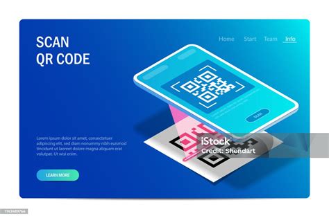 Qr 인증 개념 스캐너가 있는 휴대 전화는 Qr 코드를 읽습니다 스마트폰 화면에 기계가 판독 가능한 바코드 벡터 편집 가능한