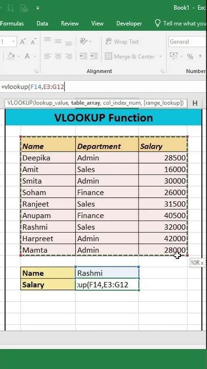 Ms Excel Trick 5 Vlookup In Excel In Hindi Shorts Youtubeshorts Viral Exceltech Youtube