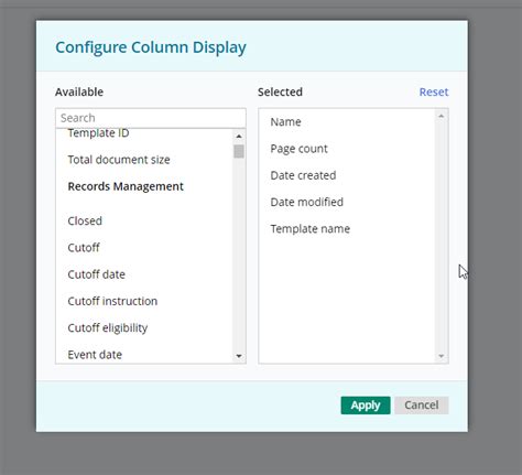 is there any way to hide common and records management columns on