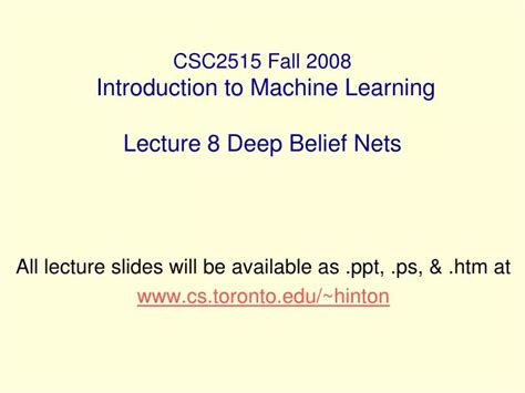Ppt Csc2515 Fall 2008 Introduction To Machine Learning Lecture 8 Deep Belief Nets Powerpoint