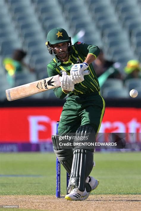 Pakistans Mohammad Haris Plays A Shot During The Icc Mens Twenty20