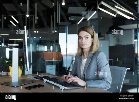 Portrait Of A Sensible And Fair Successful Woman Businesswoman Working
