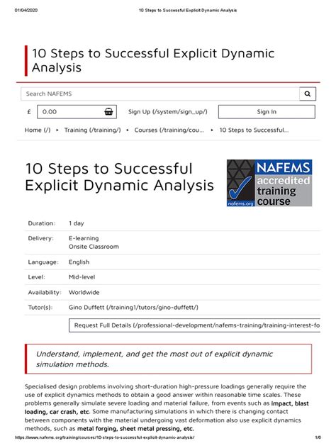 10 Steps To Successful Explicit Dynamic Analysis Pdf Finite Element