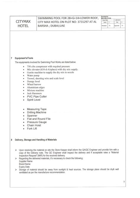 Method Of Statement Of Swimming Pool Works The Engineers Blog