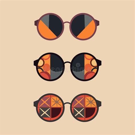 Set Of Geometric Abstract Sunglasses70s Retro Hippie Stylevibes Funky