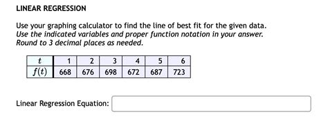 Solved LINEAR REGRESSION Use Your Graphing Calculator To Chegg