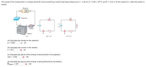 solved the values of the components in a simple series rc