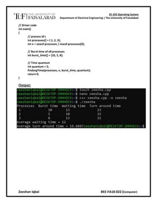 Round Robin Algorithm In Operating System PDF