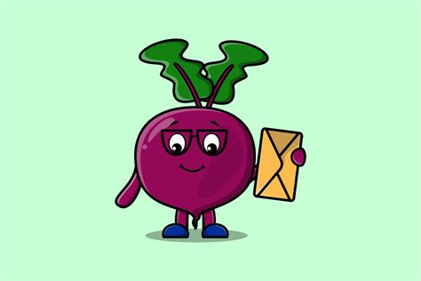 Cute Cartoon Beetroot Holding Envelope 13622120 Vector Art At Vecteezy