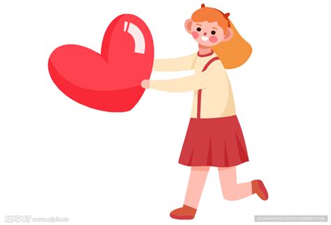 拿爱心的小女孩设计图卡通设计广告设计设计图库昵图网