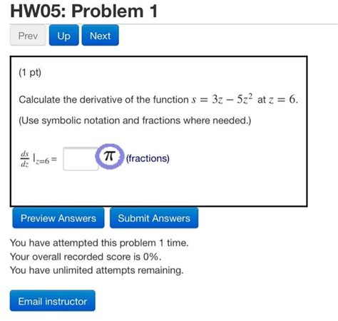 Solved Hw05 Problem 1 Prev Up Next 1 Pt Calculate The