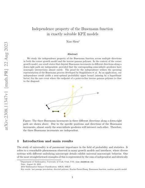 Pdf Independence Property Of The Busemann Function In Exactly