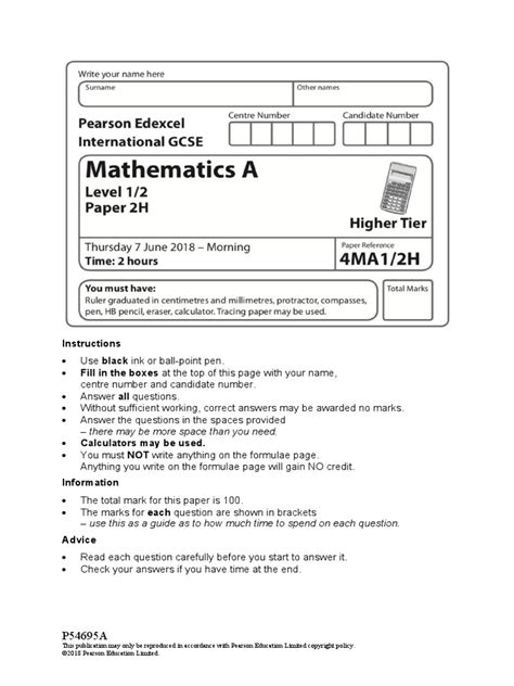 07b Igcse Maths 4ma1 2h June 2018 Download Free Pdf Triangle Circle