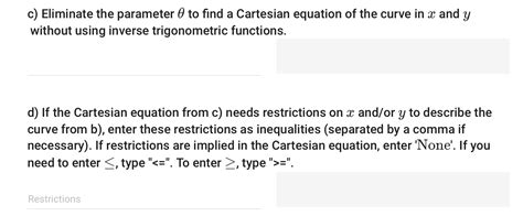 solved consider the following parametric equations