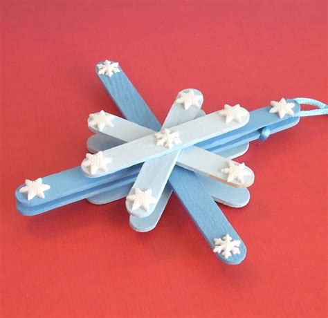 Snowflake Popsicle Stick Ornaments Craft Stick Crafts Popsicle Sticks