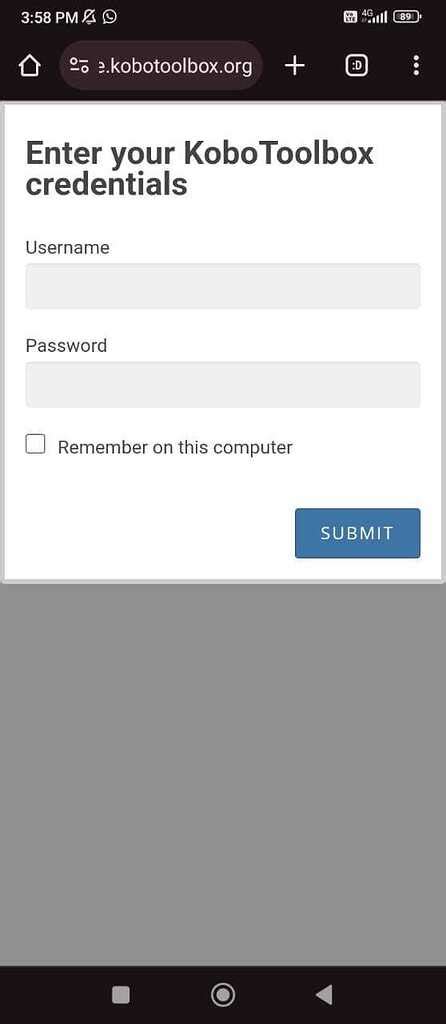 Enter Your Kobotoolbox Credentials Data Collection Kobotoolbox Community Forum
