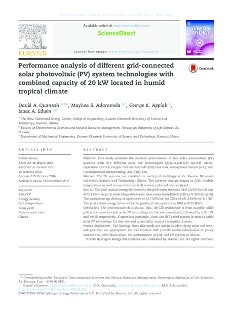 Pdf Performance Analysis Of Different Grid Connected Solar