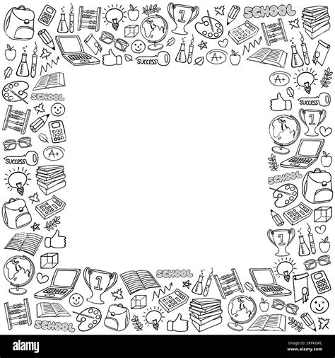 School Borders Black And White